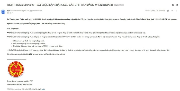 Trước 31/3/2023 phải cập nhật CCCD gắn chip trên ĐKKD?